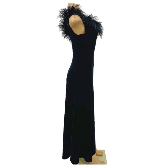 jeff | Dresses | Vintage Jeffrey Dara Ostrich Feather Velvet Gown ...